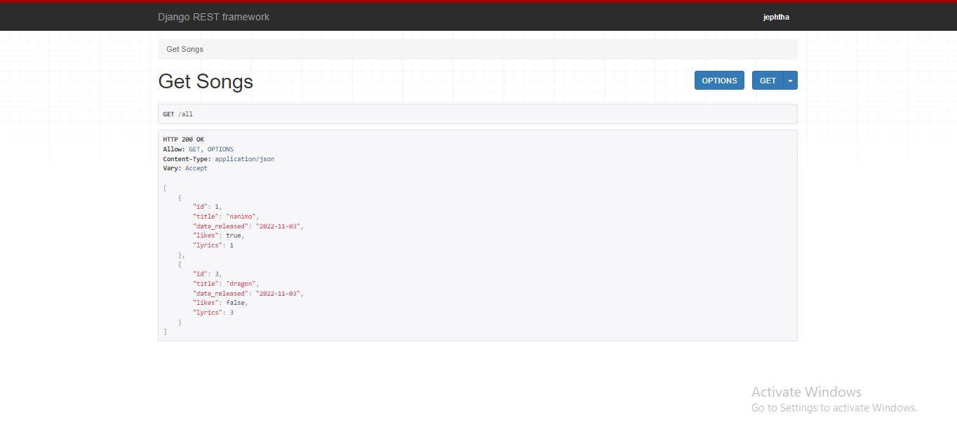 somg-crud api screemshoot · Issue #1 · Roland-Jephtha/django_songcrud · GitHub