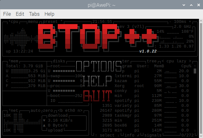 [BUG] btop freezes when pressing `QUIT` from menu · Issue #142 · aristocratos/btop · GitHub