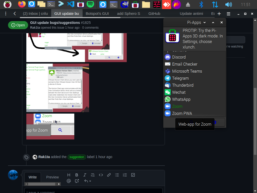 GUI update suggestions · Issue #1825 · Botspot/pi-apps · GitHub