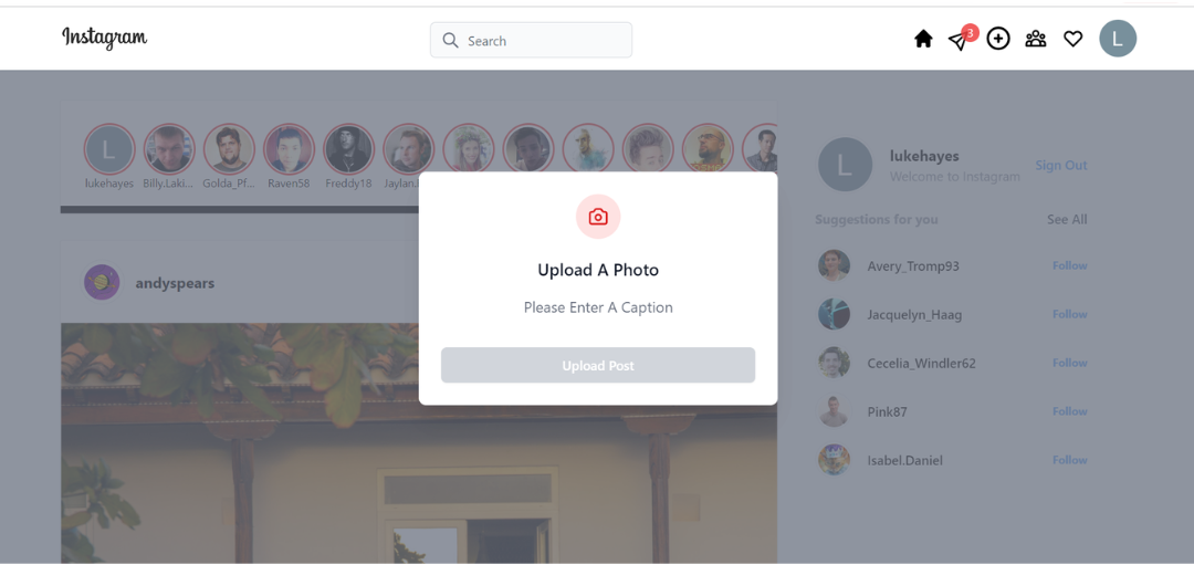 GitHub - LukeHayesss/instagram-clone: A fully-functioning Instagram ...