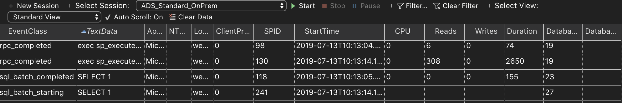 The newly added feature on profiler filter database name not working ...