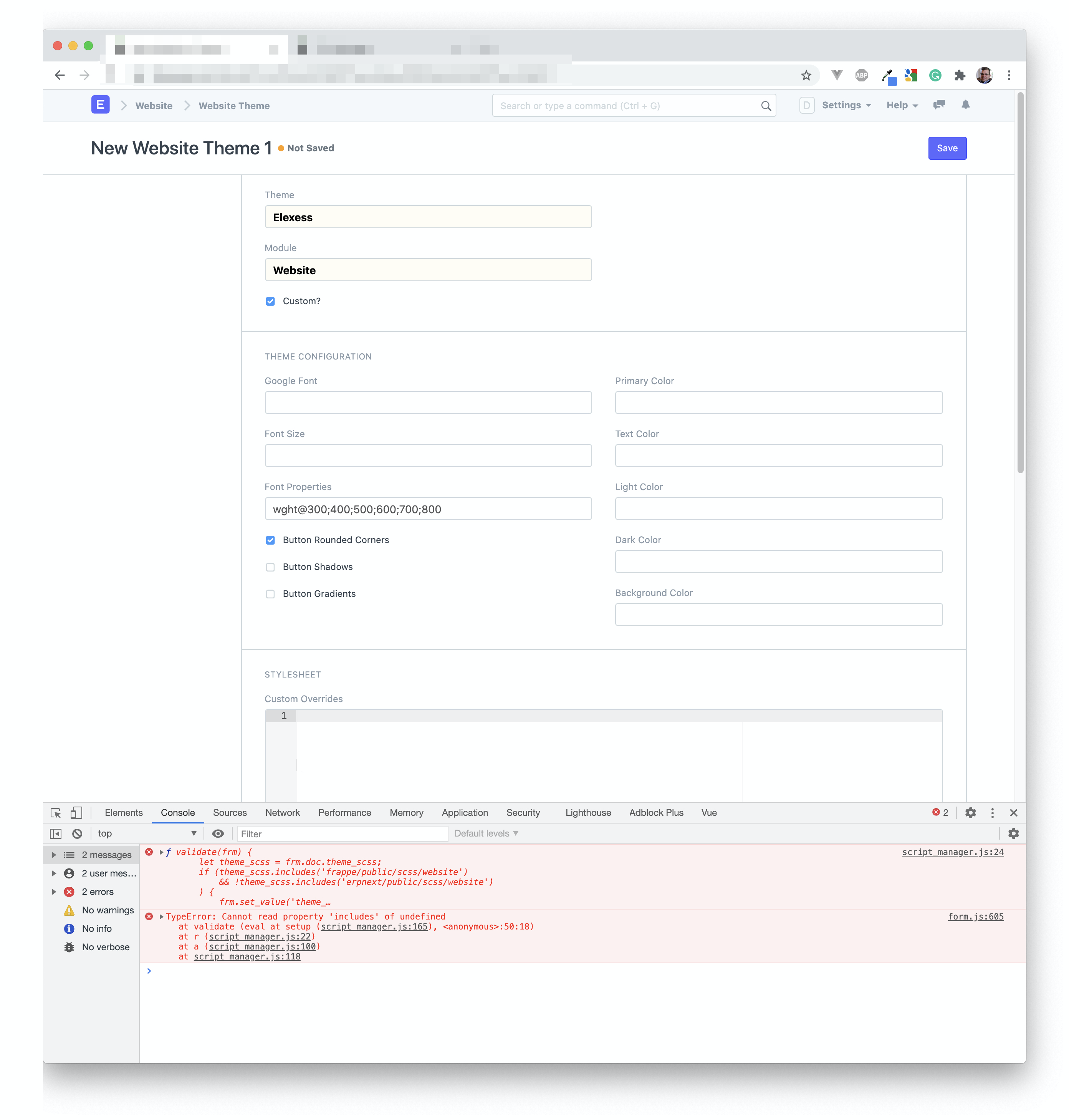 Can Not Save Website Theme · Issue 11473 · Frappefrappe · Github 