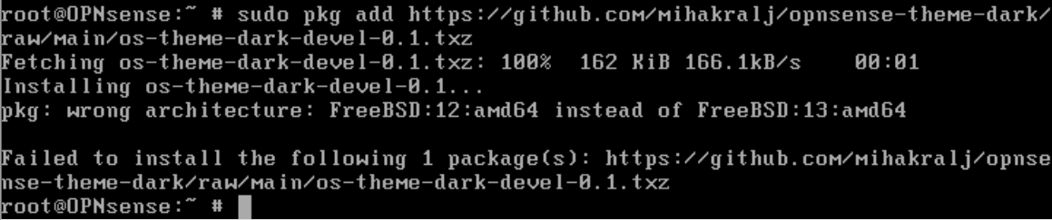 Install fails on FreeBSD:13:amd64 · Issue #1 · mihakralj/opnsense-theme-dark · GitHub