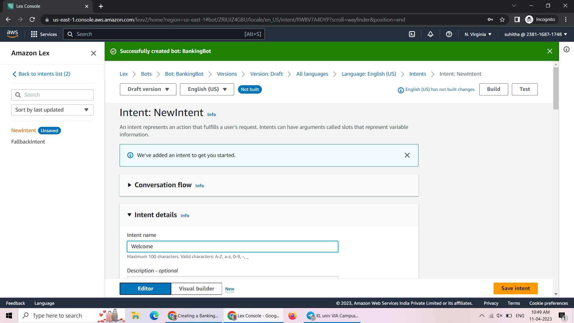 GitHub - SuhithaR/CSC-BANKING-BOT-AWS: CSC ACADAMIC PROJECT CREATED A BANKING BOT