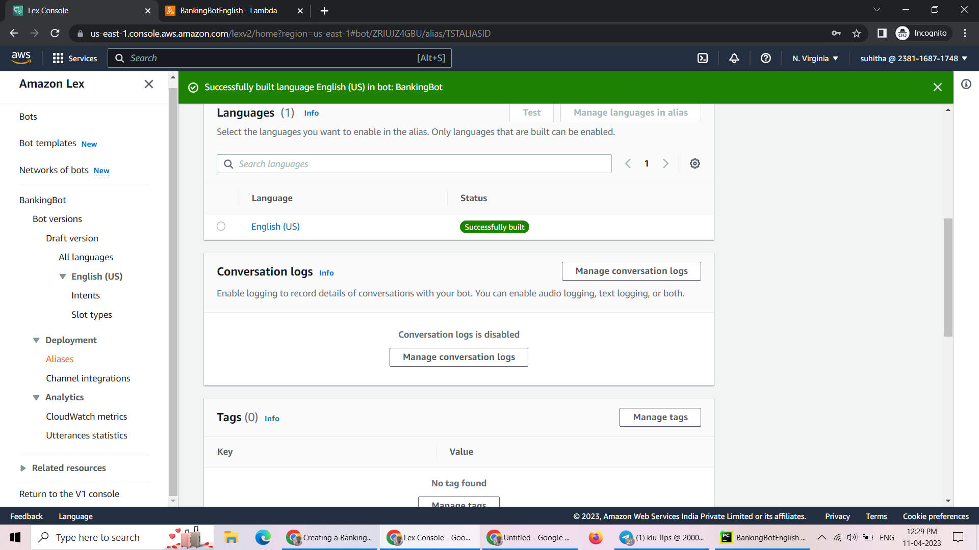 GitHub - SuhithaR/CSC-BANKING-BOT-AWS: CSC ACADAMIC PROJECT CREATED A BANKING BOT