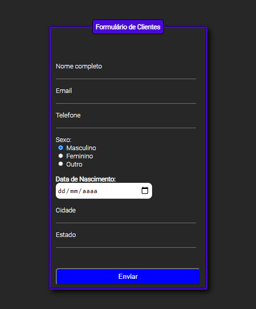 GitHub - EdimilsonLuiz/Formulario-Clientes: Formulário de cadastro de ...