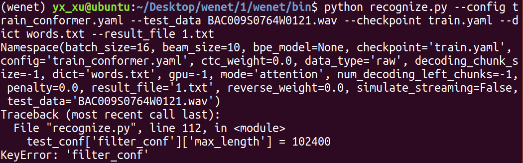 how can I use recognize.py file together with the pretrained model · Issue #690 · wenet-e2e ...