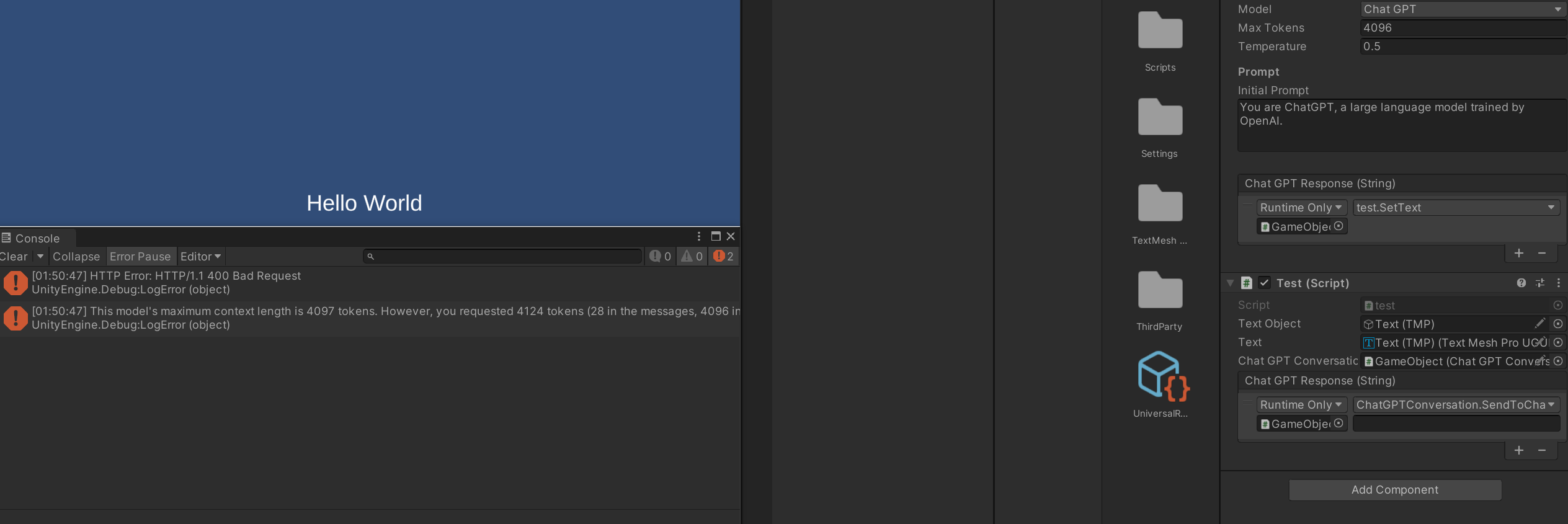Error 1 1 400 Bad Request · Issue 19 · Graesonb Chatgpt Wrapper For Unity · Github
