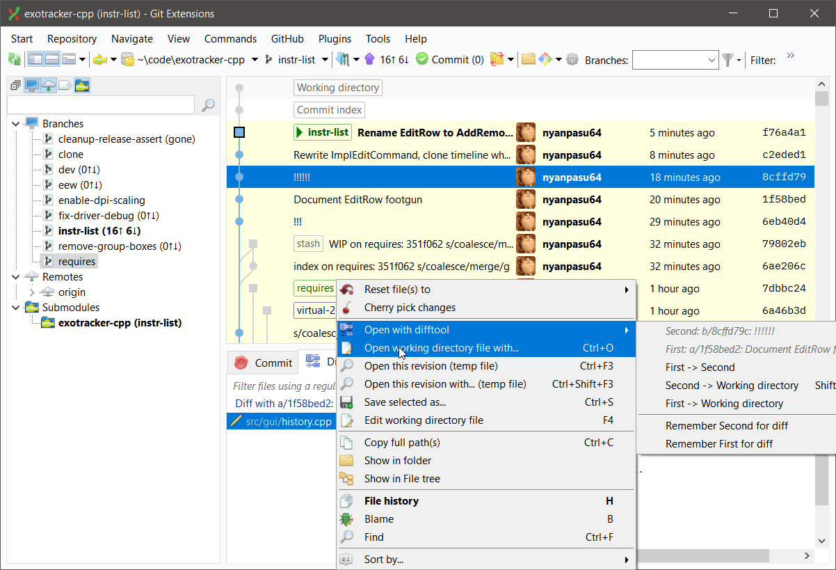 "Open with difftool" menu switches right-click menus to Classic style · Issue #9568 ...