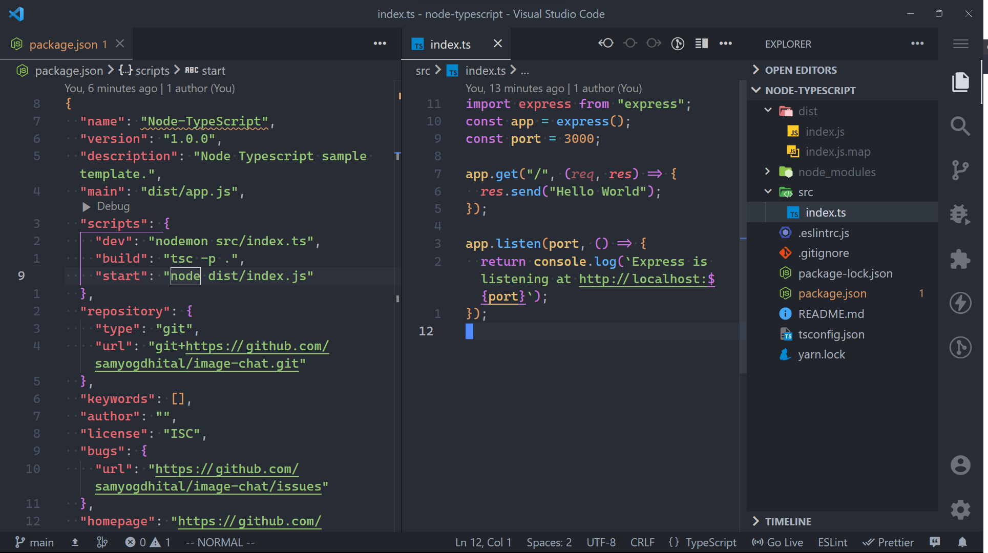 GitHub - samyogdhital/node-typescript: Repo for the RealTime chat with ...