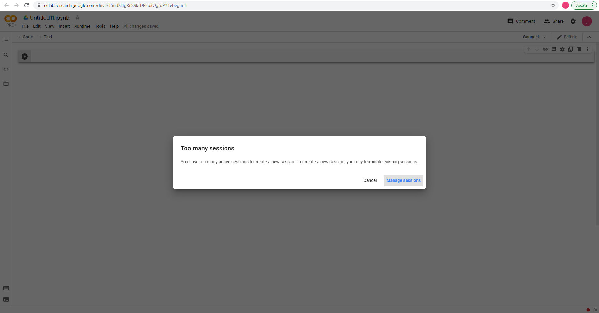 To Many Session on Pro+ · Issue #2322 · googlecolab/colabtools · GitHub