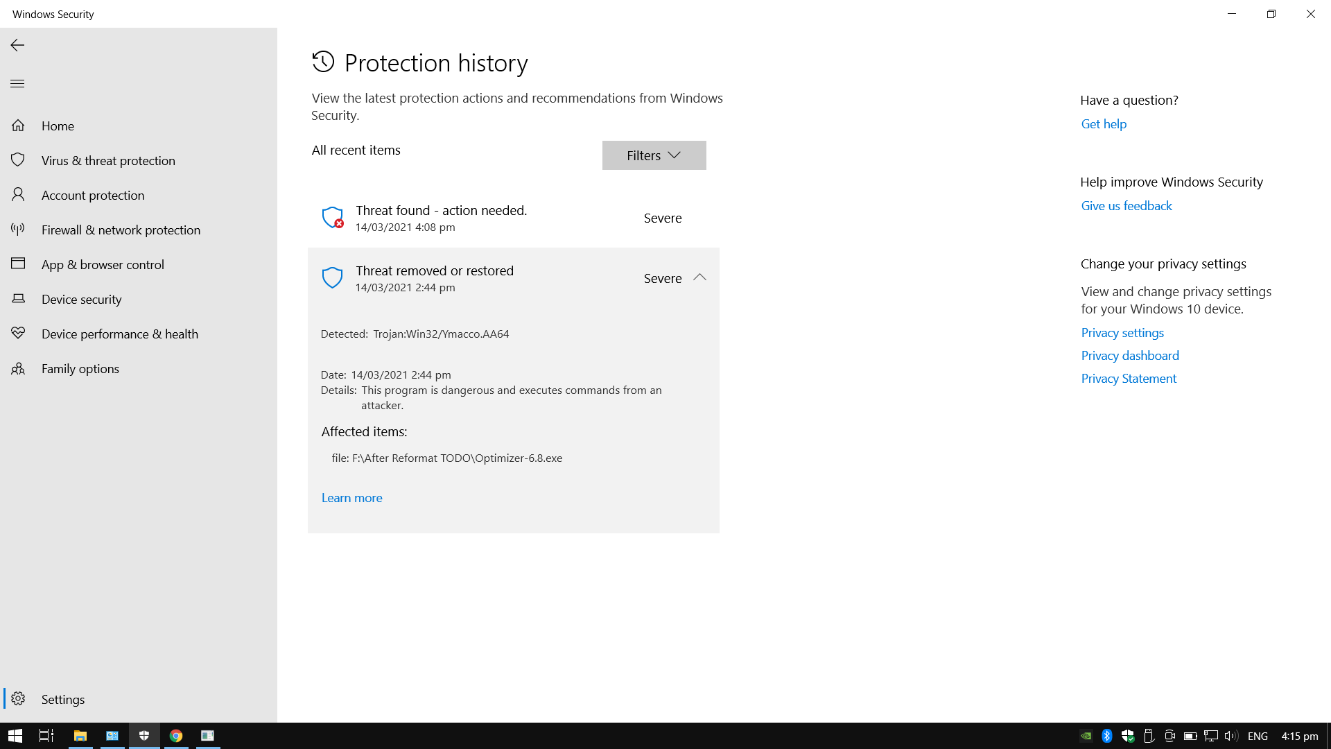 Windows 10 20H2 - Considered Win32/Ymacco.AA64 · Issue #26 · hellzerg ...