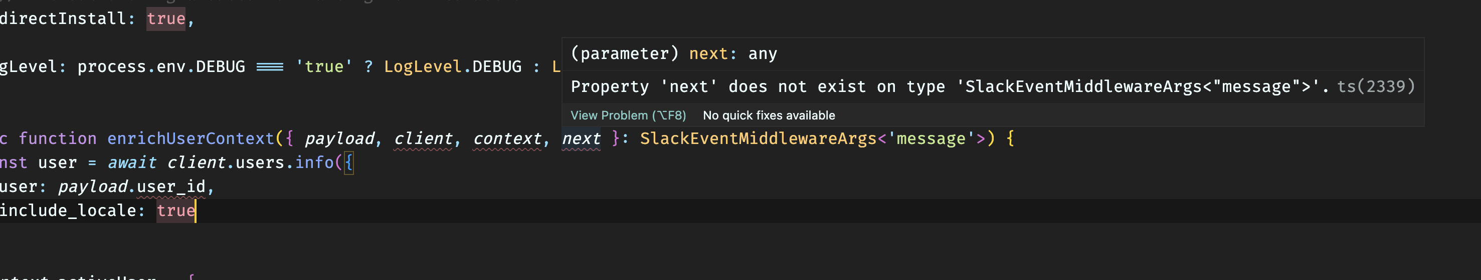 TypeScript: types for context middlewares · Issue #1722 · slackapi/bolt-js · GitHub