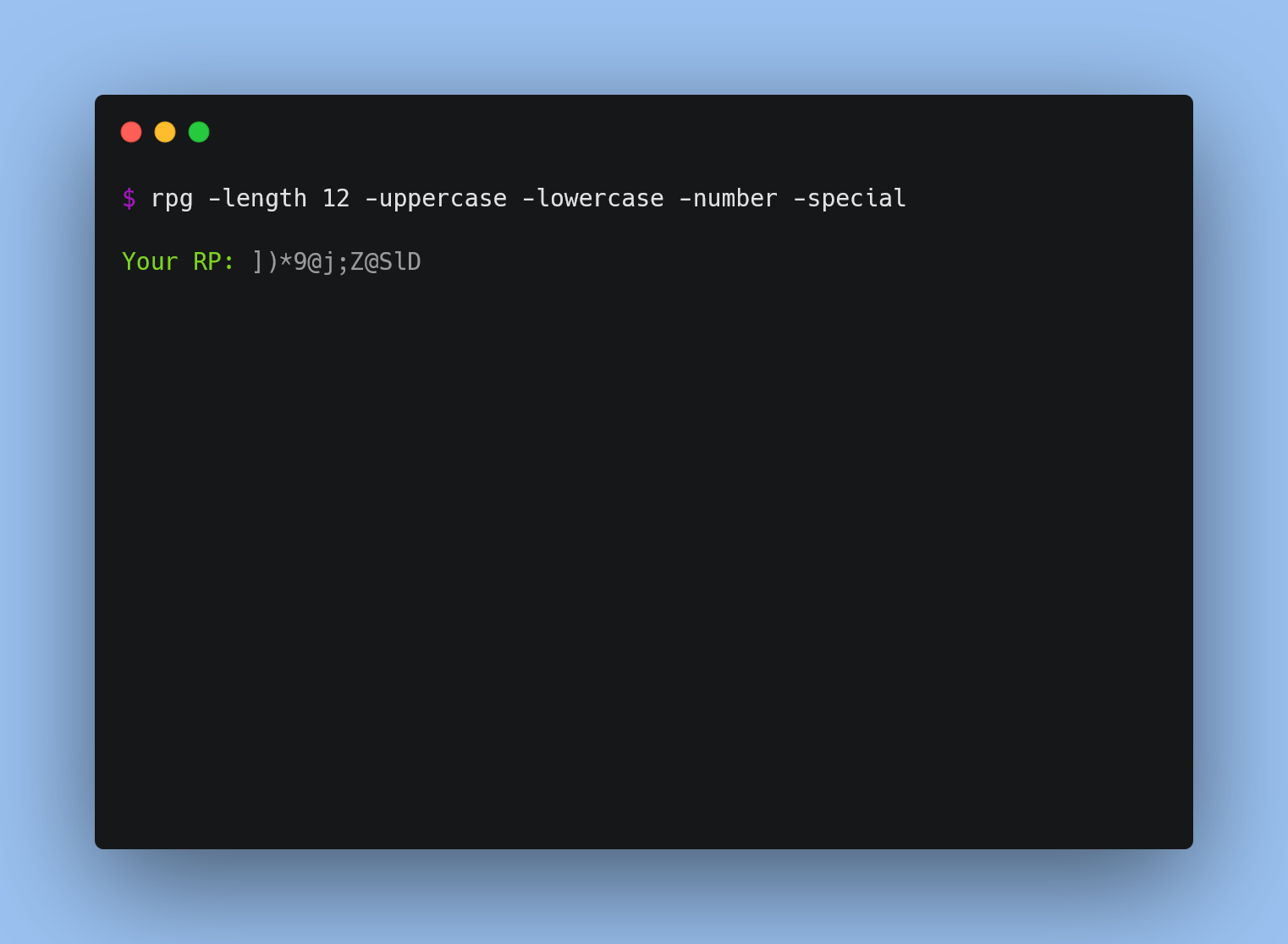 GitHub - LnxWizard/rpg: rpg is a random password generator runs in ...
