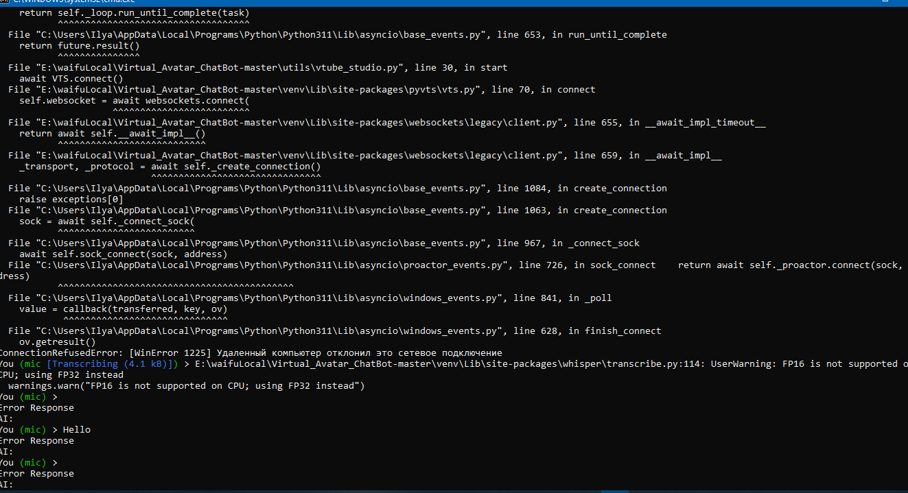 Could not find module 'E:...\Virtual_Avatar_ChatBot-master\venv\Lib\site-packages\torchaudio\lib ...