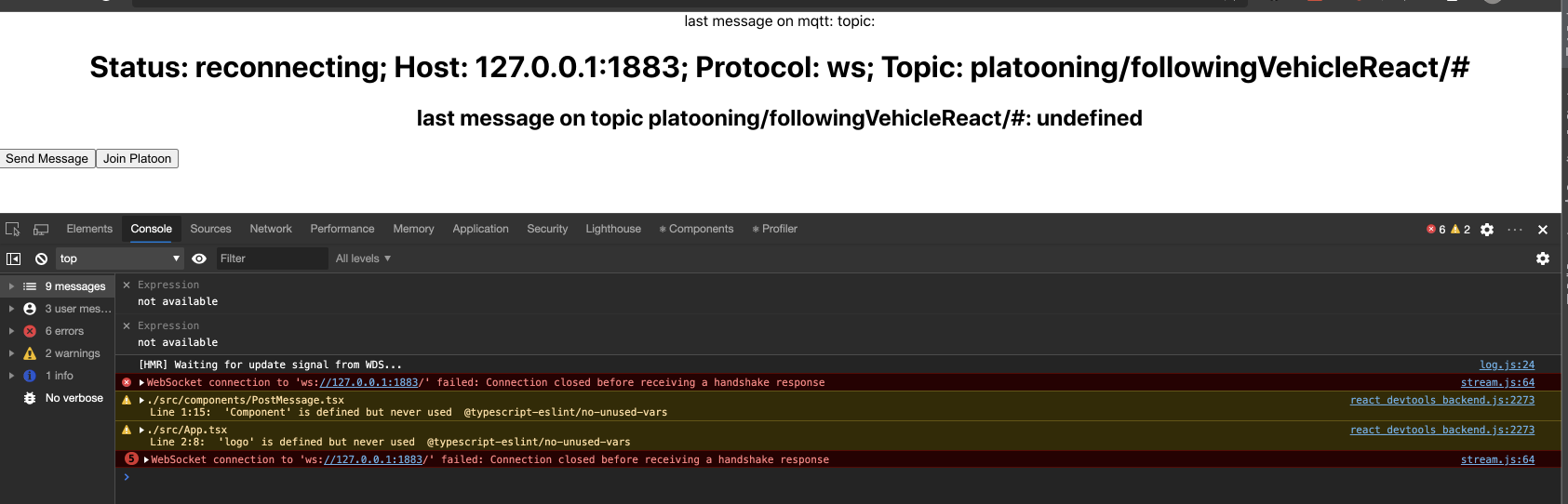 Connection closed before receiving a handshake response in react ...