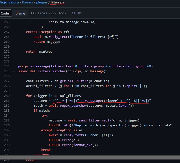 Add support Regex · Issue #165 · Gojo-Bots/Gojo_Satoru · GitHub