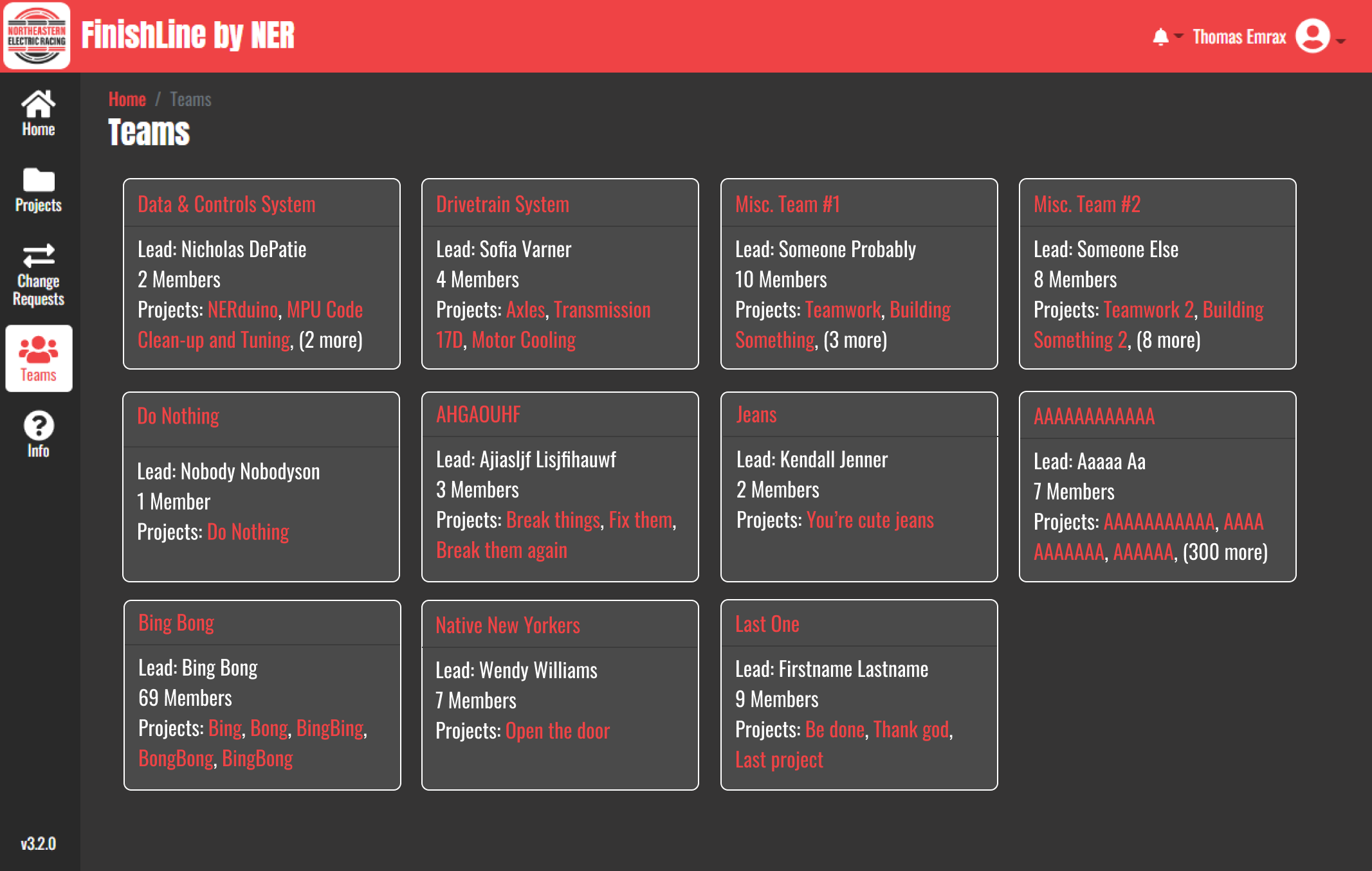 Teams - Make Teams Page · Issue #260 · Northeastern-Electric-Racing/FinishLine · GitHub
