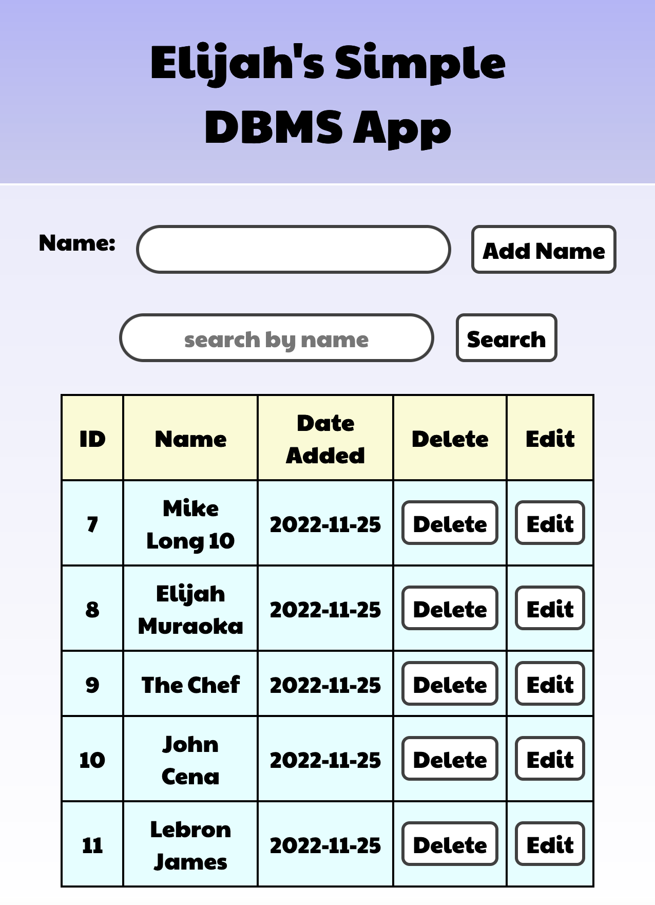 GitHub - elijahmuraoka/SimpleDBMS-FullStack