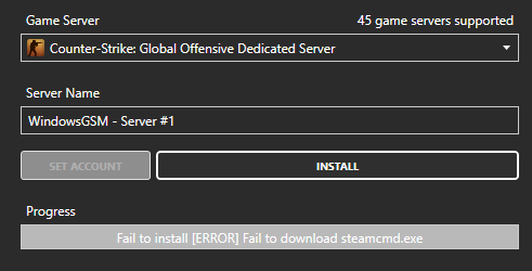 Fail to install steamcmd · Issue #99 · WindowsGSM/WindowsGSM · GitHub