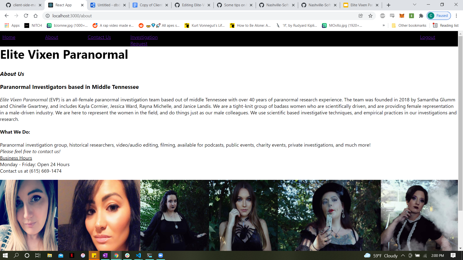 GitHub - charleslong13/Elite-Vixen-Paranormal: Capstone Project utilizing React for my client ...