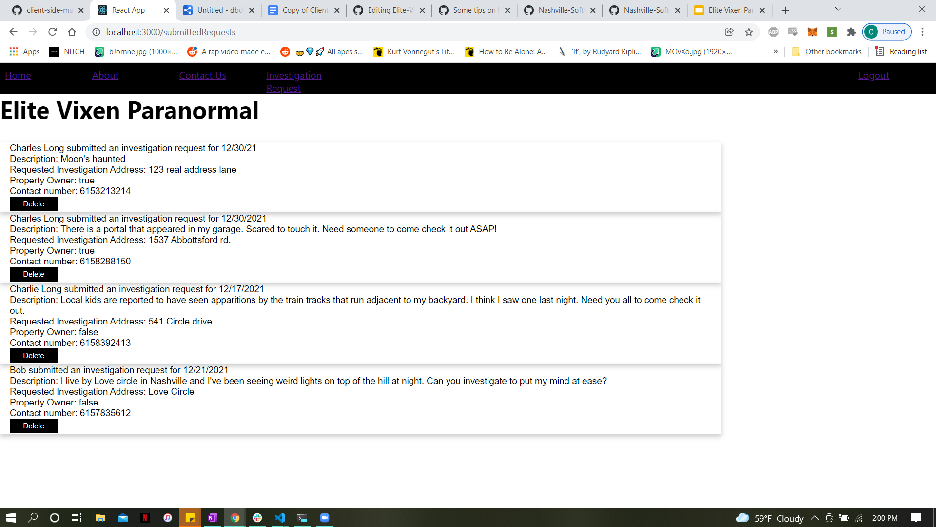 GitHub - charleslong13/Elite-Vixen-Paranormal: Capstone Project utilizing React for my client ...