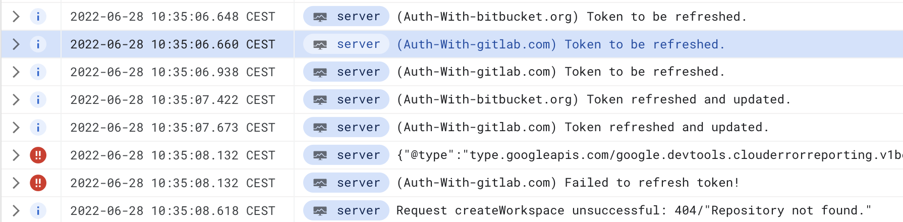 Opening A Workspace For A Gitlab Project Occasionally Runs Into An