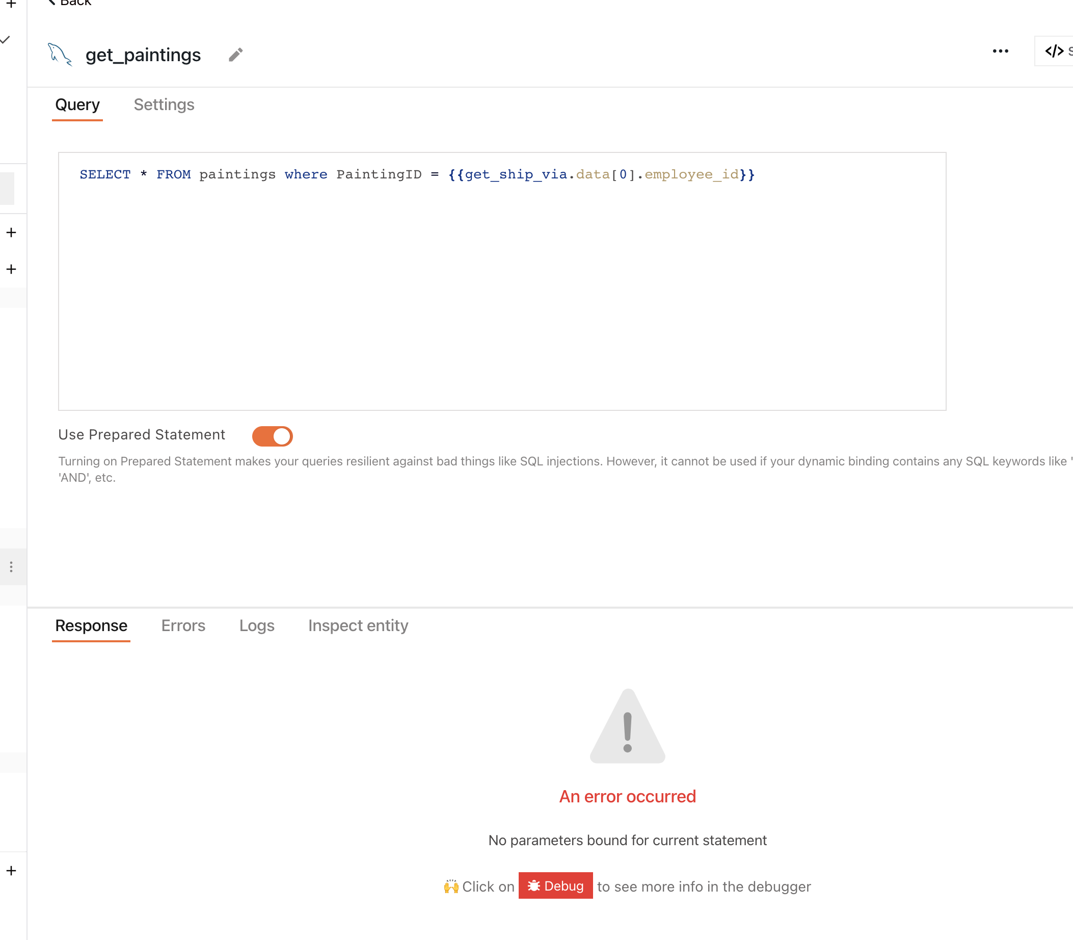 [Bug]: MySQL DB - No parameters bound for current statement - error pops up intermittently ...