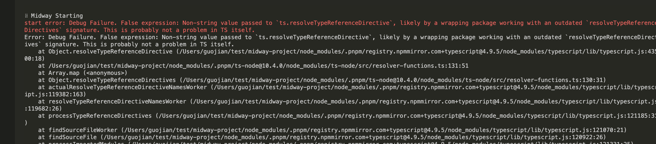 启动报错 · Issue 2775 · Midwayjs Midway · Github