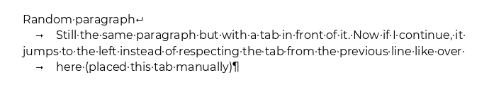 Text jumping to a new line should respect tabs · Issue #1476 ...