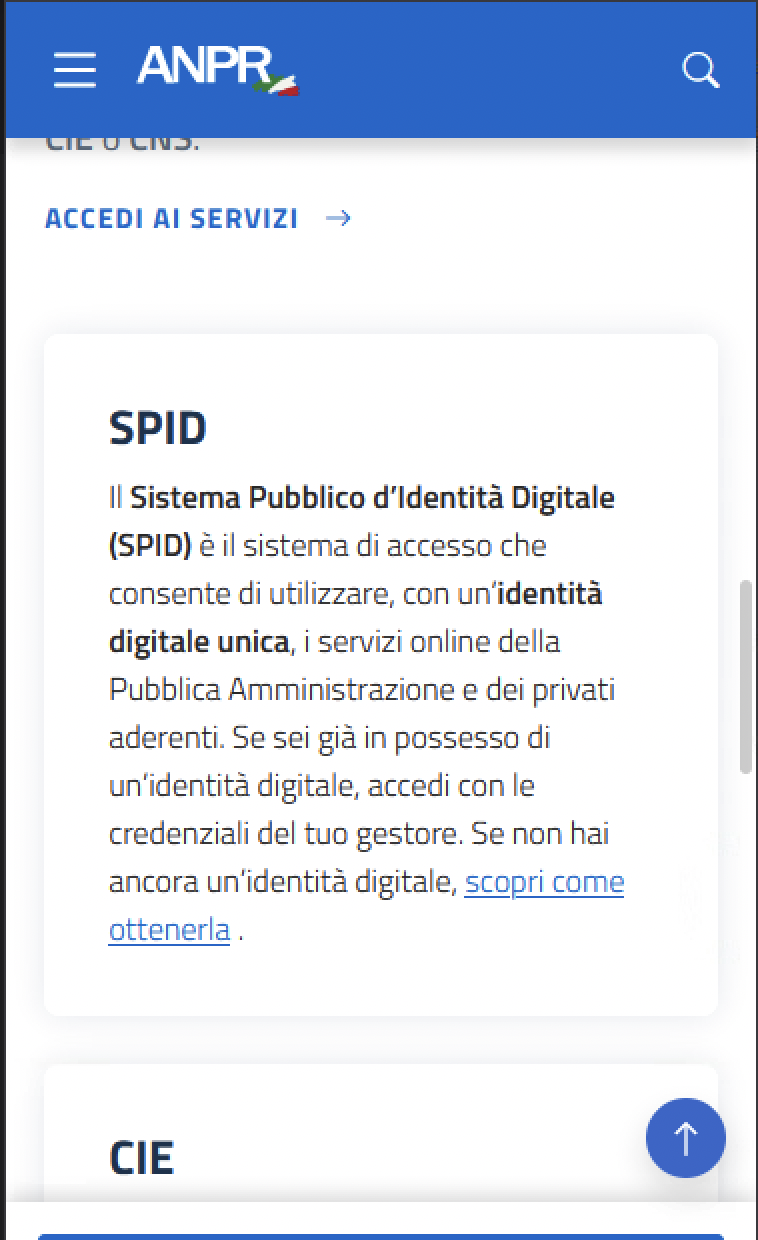 [WP] SERVIZI ANAGRAFICI: icona Accedi in tutta sicurezza, spazio tra ...