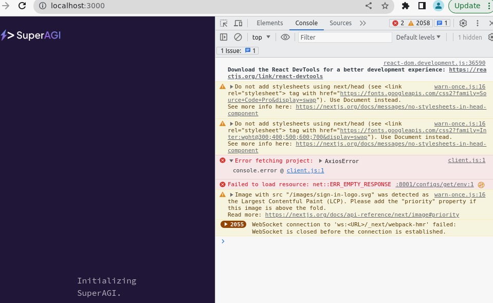 SuperAGI gui exited with code 1 · Issue #398 · TransformerOptimus/SuperAGI · GitHub