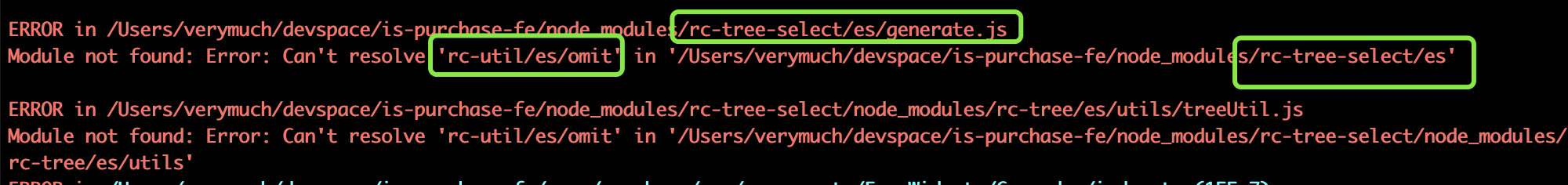 wrong dep version of rc-util: Can't resolve 'rc-util/es/omit' in 'rc-tree-select/es' · Issue ...