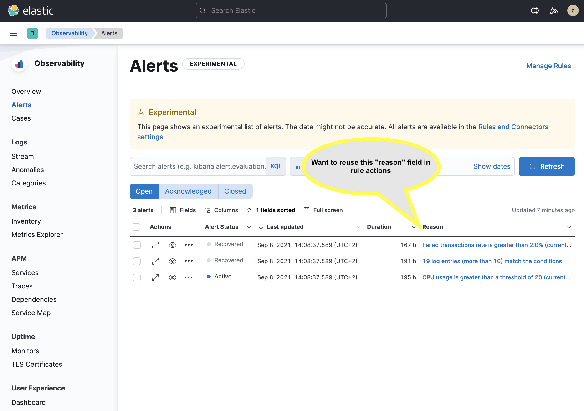 Provide alert "Reason" and "View In App" URL in the notifications ...