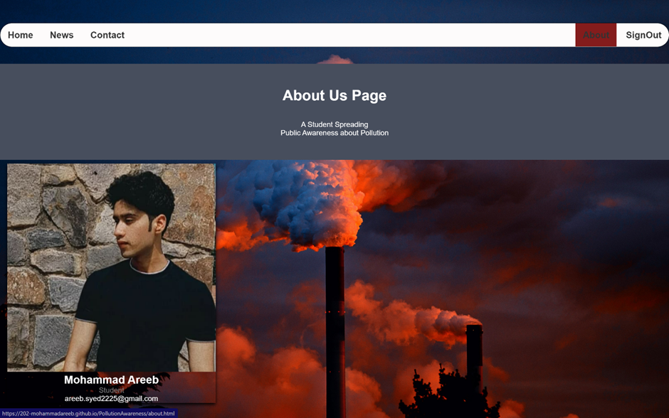 GitHub - 202-MohammadAreeb/PollutionAwareness: Pollution Awareness Website