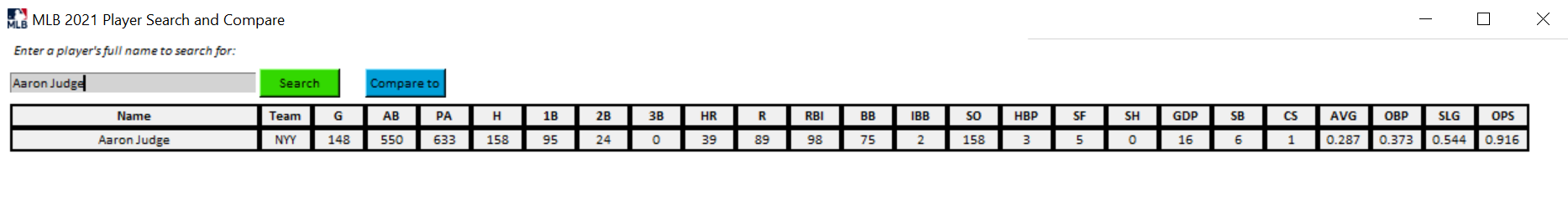 GitHub - jakeenea51/MLB-Player-Search-and-Compare: Search, compare, and ...