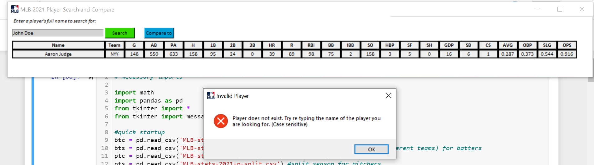 GitHub - jakeenea51/MLB-Player-Search-and-Compare: Search, compare, and ...