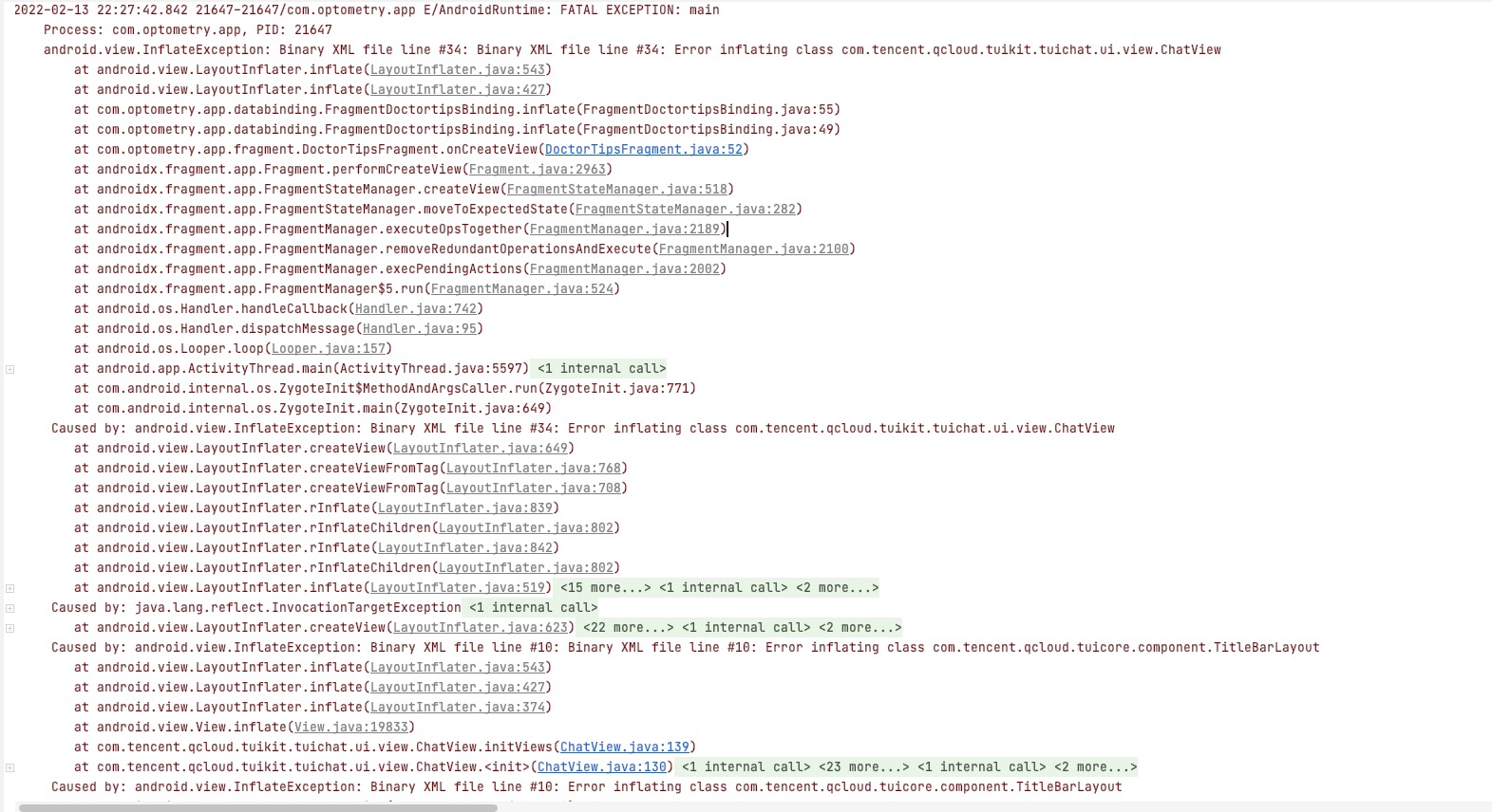 Android 56120 Error Inflating Class Comtencentqcloudtuikittuichatuiviewchatview