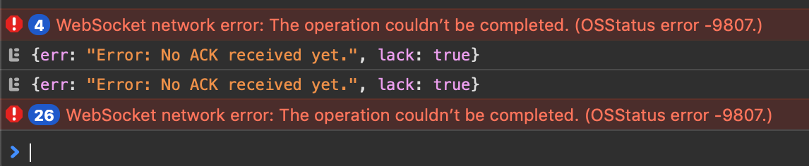 WebSocket network error: The operation couldn’t be completed. (OSStatus error -9807.) · Issue ...