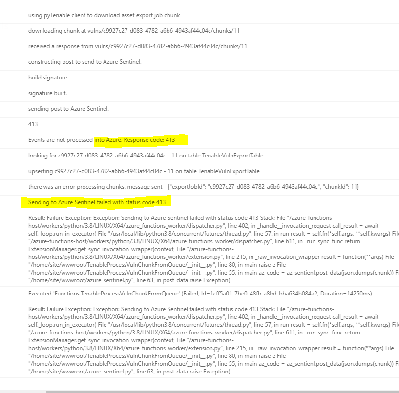 Tenable.io Function App not ingesting Vulnerabilities · Issue #4322 · Azure/Azure-Sentinel · GitHub
