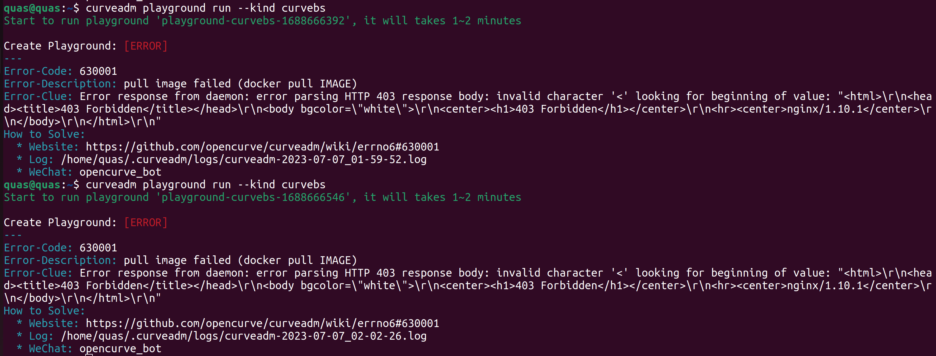 [630001] pull image failed(docker pull IMAGE) · Issue #273 · opencurve/curveadm · GitHub