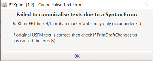 FRT output fails because of orphan marker \mt2 · Issue #231 · sillsdev/ptx2pdf · GitHub
