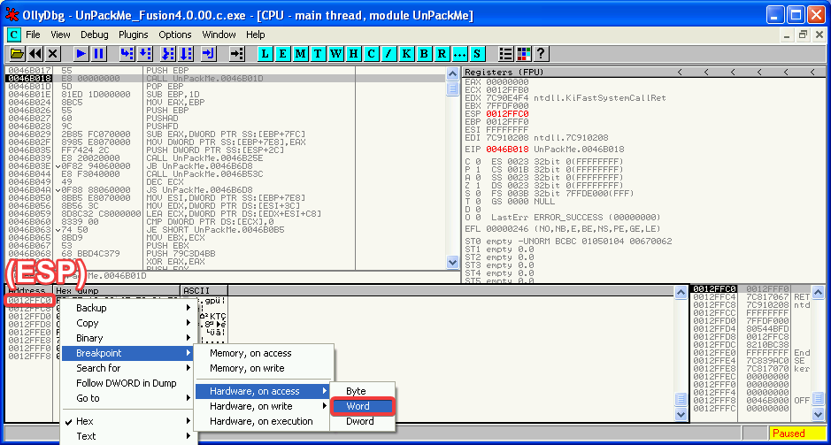 Hardware breakpoint not triggered with a particular UnpackMe · Issue #2597 · x64dbg/x64dbg · GitHub