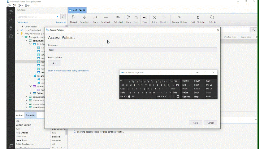 A11y Azure Tools Storage Explorer Manage Access Policies Keyboard Keyboard Focus Is Not Going
