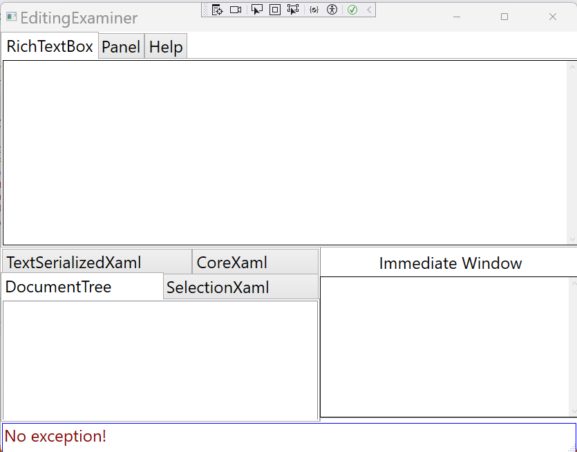 A11y_.NET Core_WPF_EditExaminer_ImmediateWindow_Resize: At 200% zoom, "Immediate Window" control ...