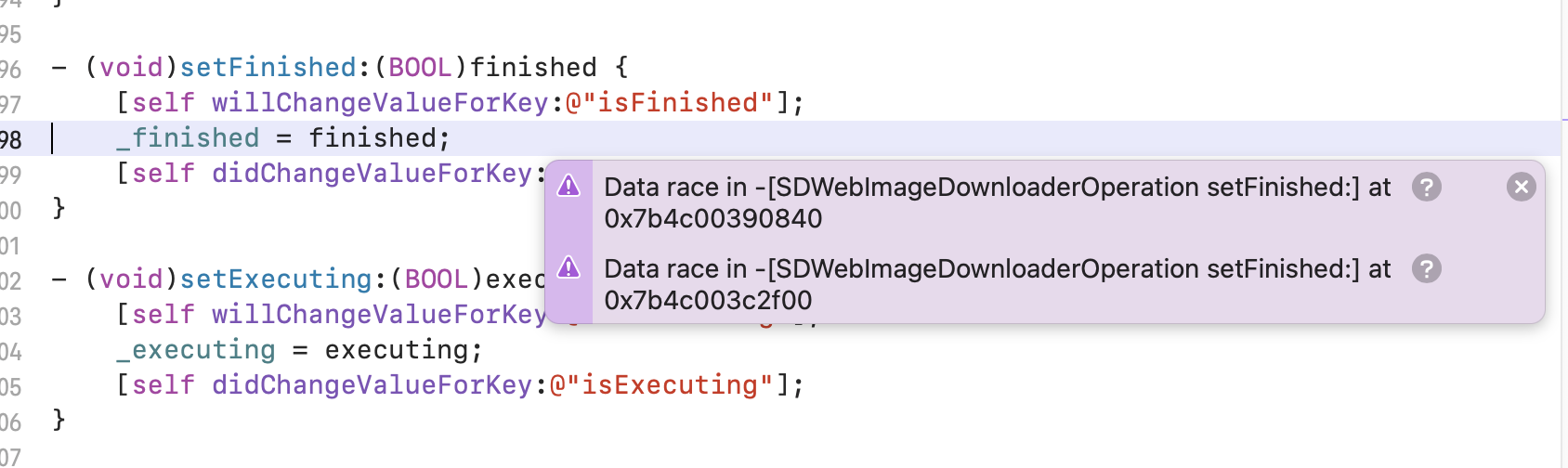 SDWebImageDownloaderOperation isFinished - race condition · Issue #3275 · SDWebImage/SDWebImage ...