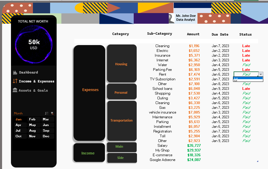 GitHub - reesshhoo/Finance-Tracker-Dashboard-using-Excel