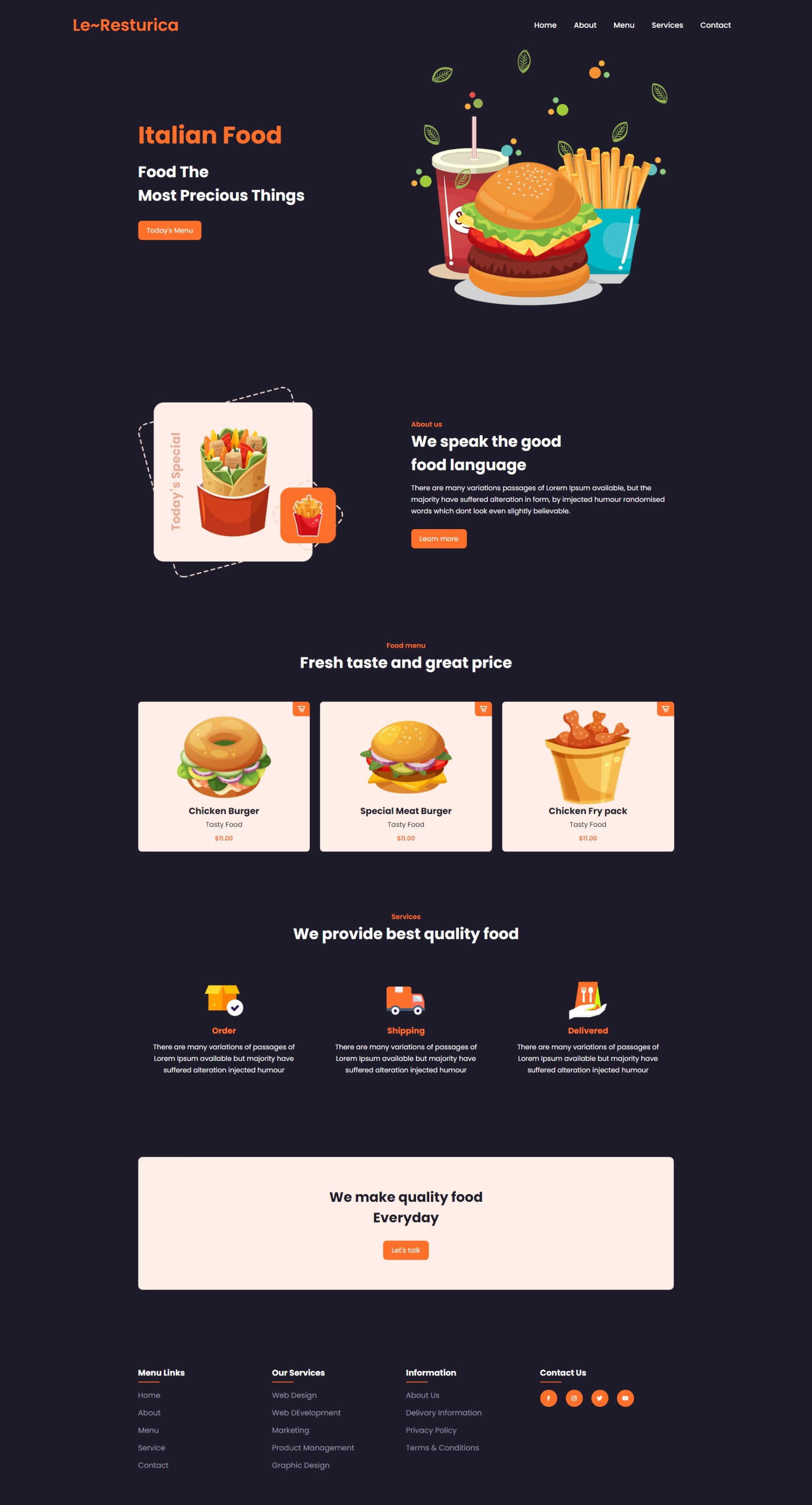 GitHub - Jonaxx8/Le-Resturica: Build a Complete Responsive Website ...