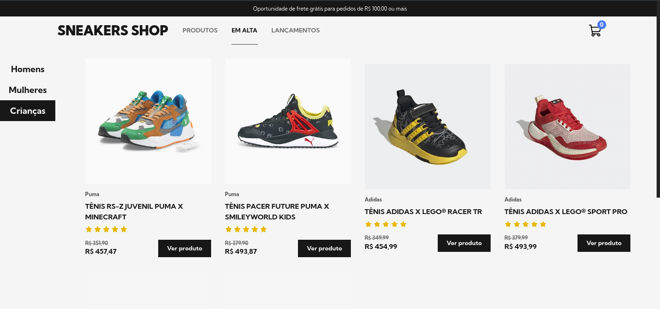 GitHub - matheusbrauna/sneakers-shop: Mini-ecommerce de uma loja de ...